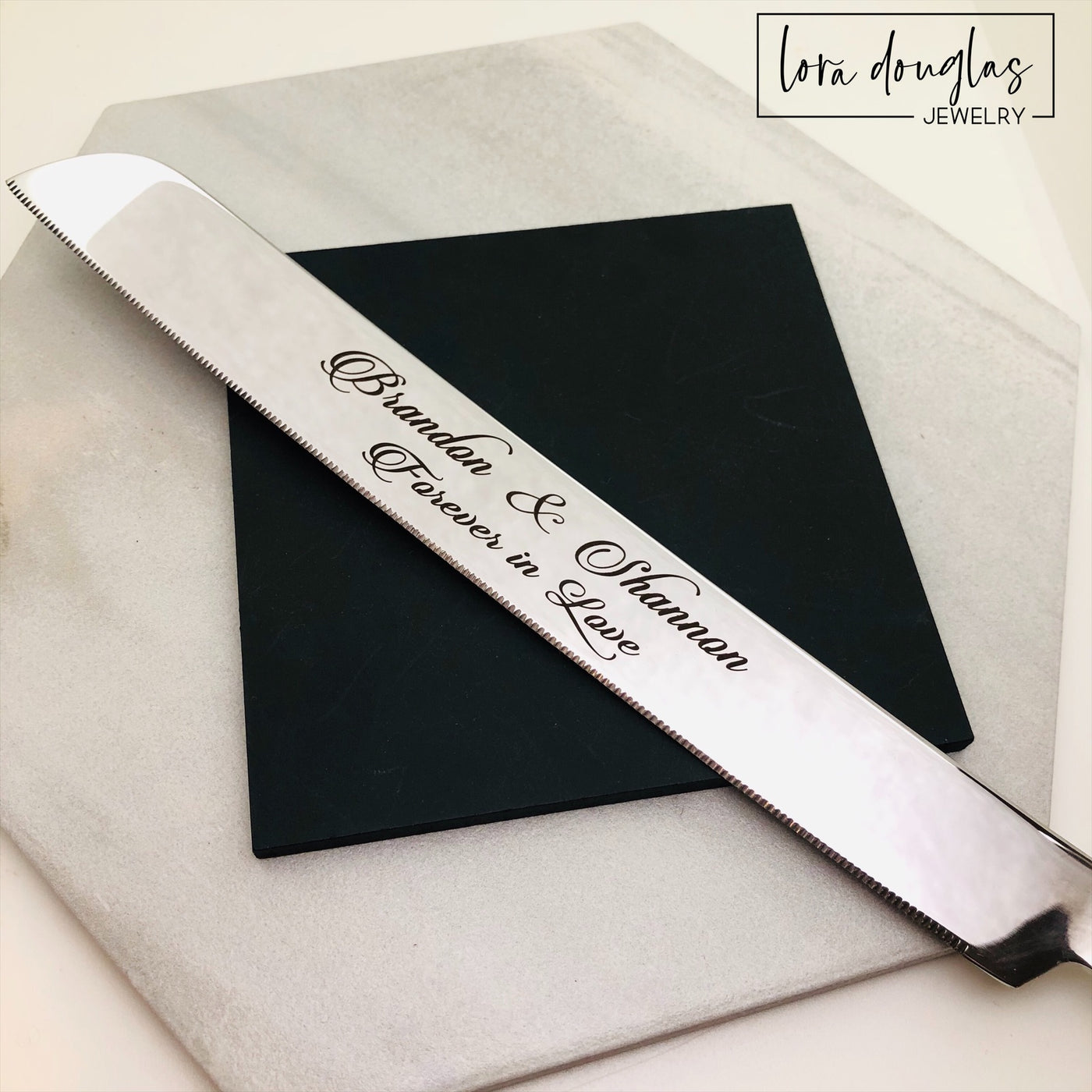 Engraved Cake Knife Set | Wedding Cake Knife and Server Set | Lora ...